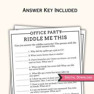 Office Party Riddles Game - Printable Work Party Games for Team ...