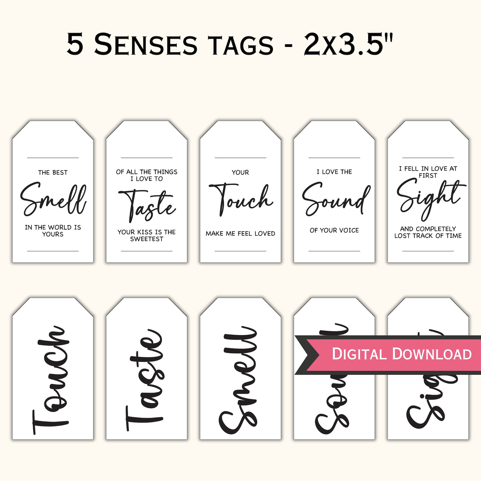 5 Senses Gift Tags & Card for Birthdays, Anniversary, Valentine's Day ...