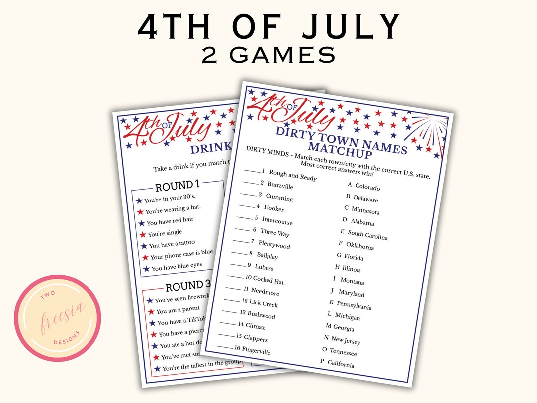 4th of July Games Printable Fourth of July Ice Breaker Party Games for ...