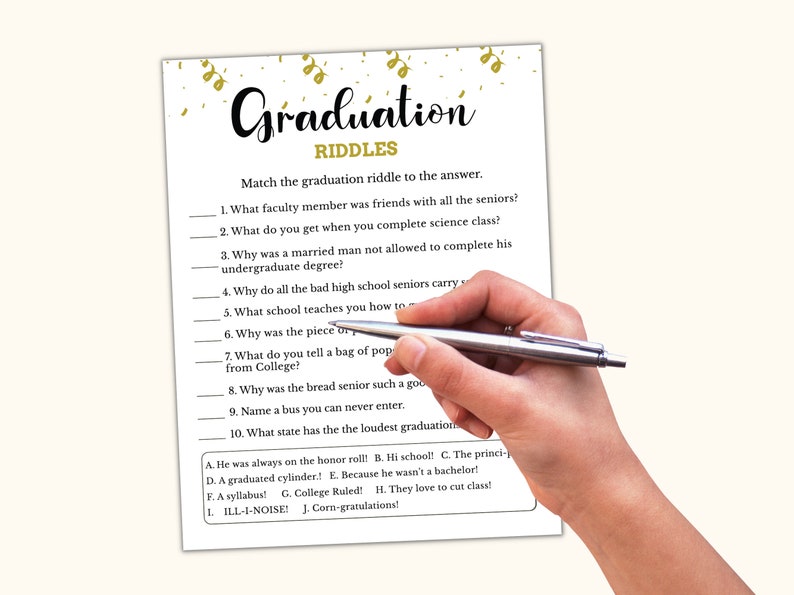 Graduation Riddles Game - Printable Graduation Games - 2023 Graduation ...