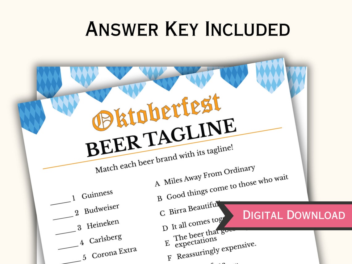 Beer Tagline Printable Oktoberfest Party Game Beer Festival Game German ...