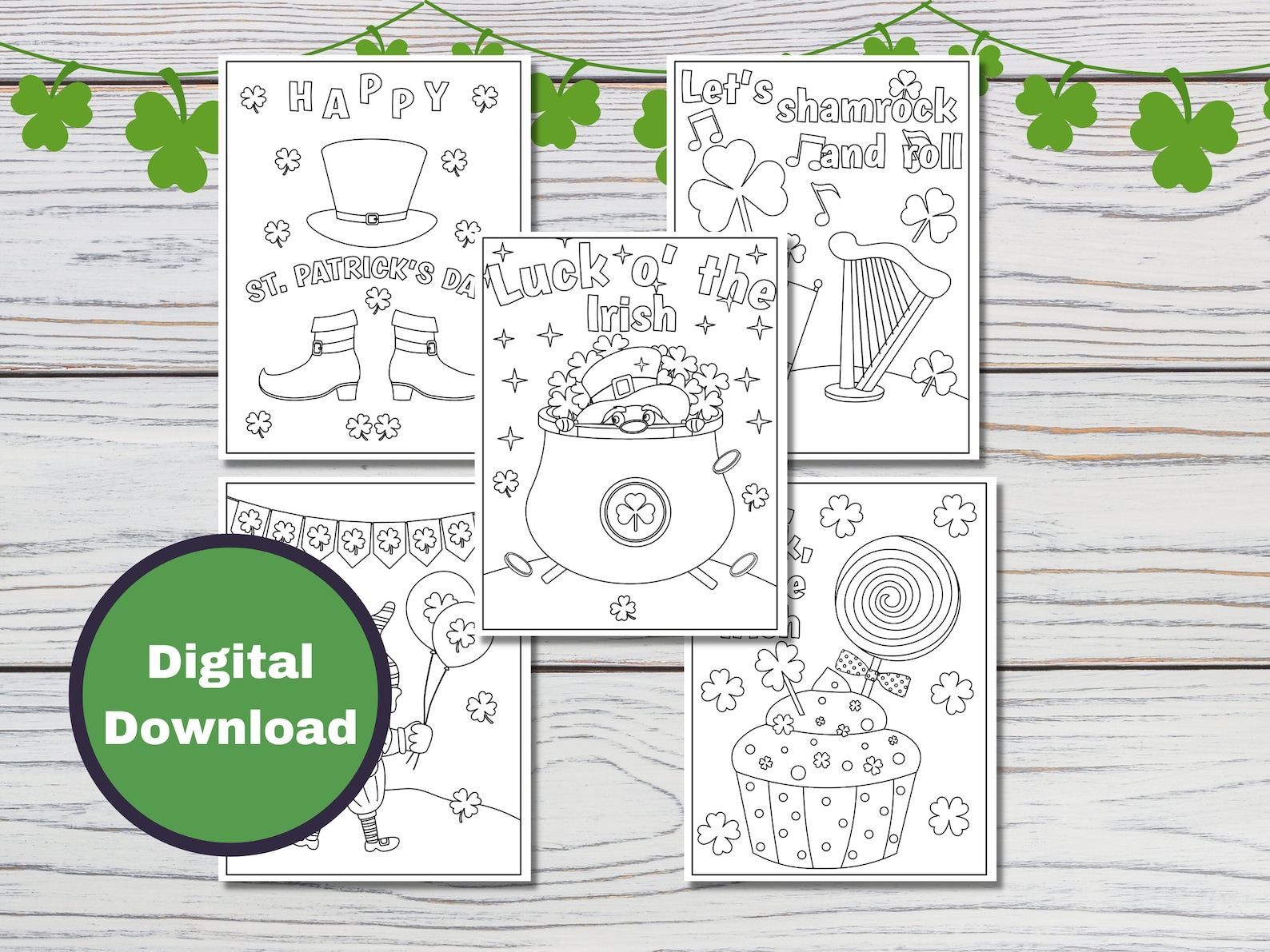Printable St. Patrick's Day Coloring Pages for Kids Party Activity ...