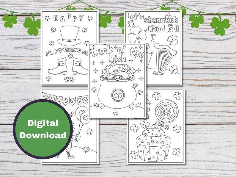 Printable St. Patrick's Day Coloring Pages for Kids Party Activity ...