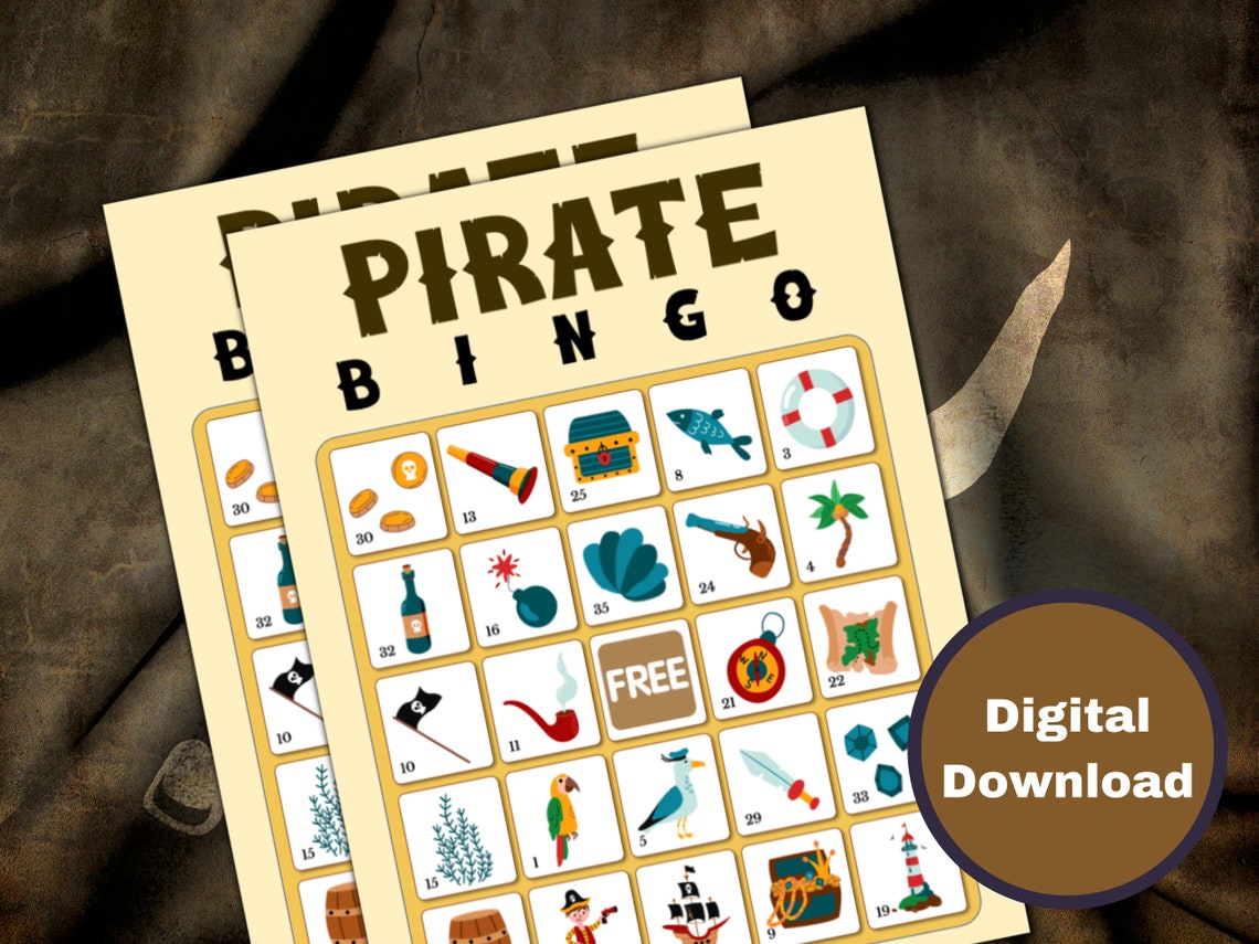 Pirate Bingo Cards Printable Pirate Bingo Cards for Kids Birthday Party ...