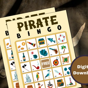 Pirate Bingo Cards - Printable Pirate Bingo Cards for Kids Birthday ...