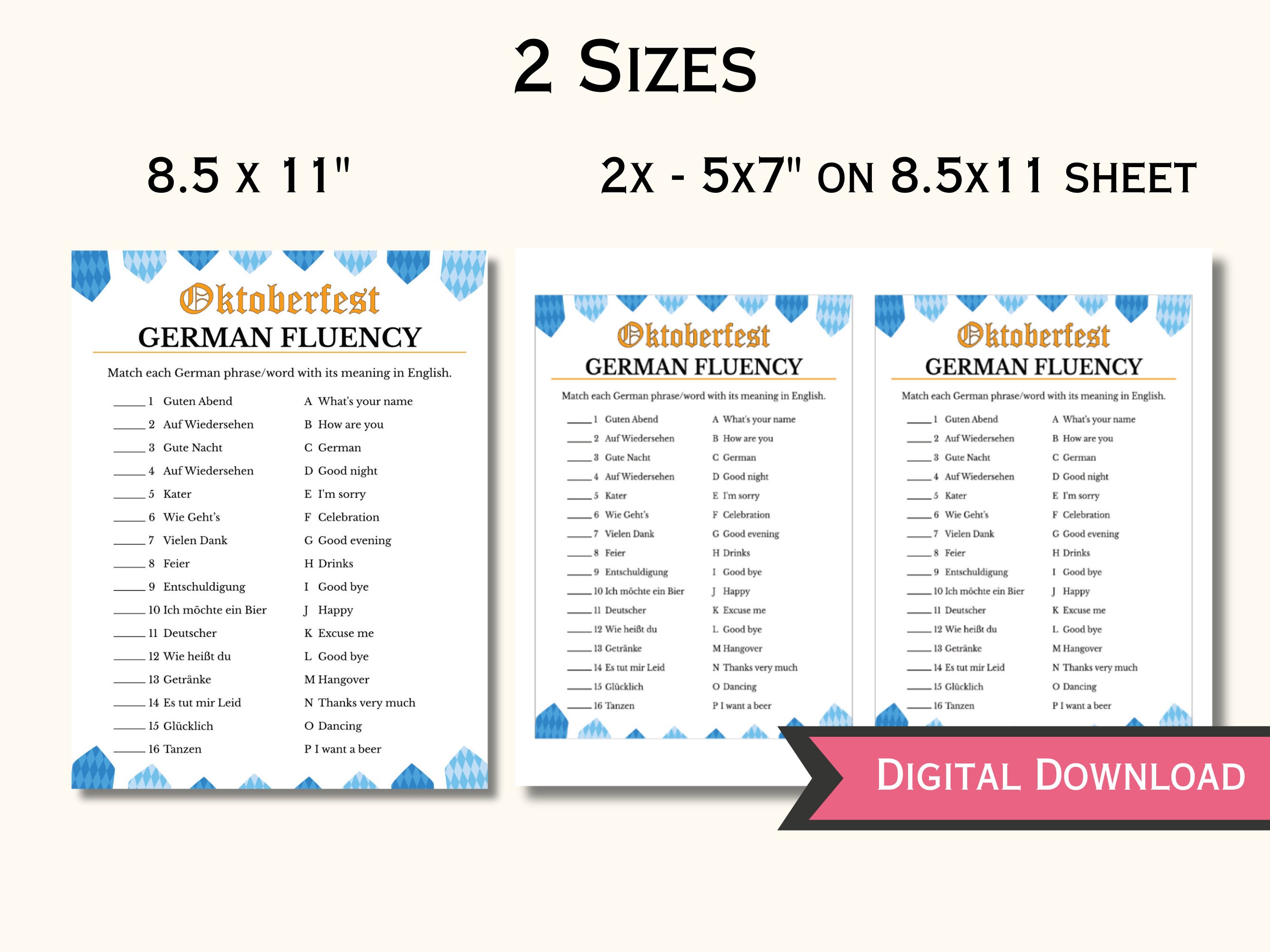 Printable Oktoberfest Game - German Fluency - Adult Oktoberfest Party ...