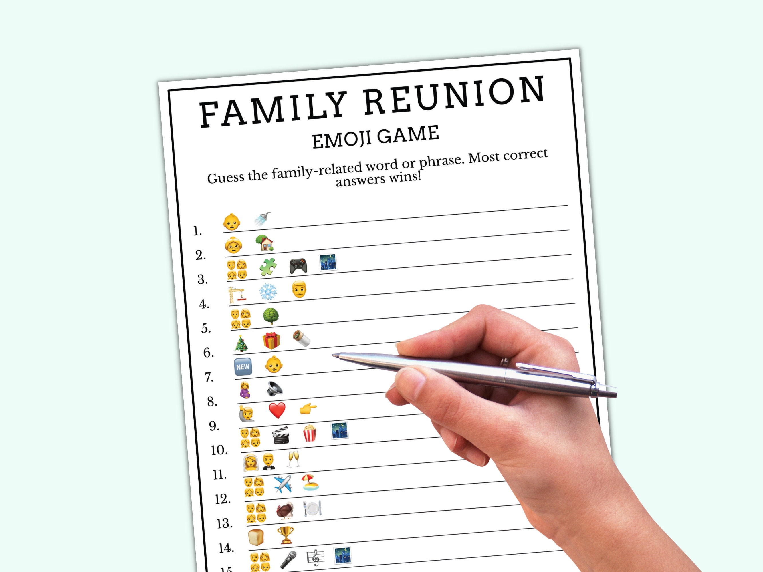Family Reunion Emoji Game - Printable Family Reunion Emoji Pictionary ...