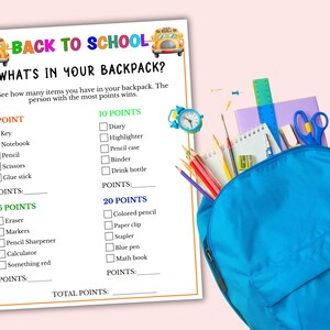 What's in Your Backpack - Printable Back to School Game - First Day of ...
