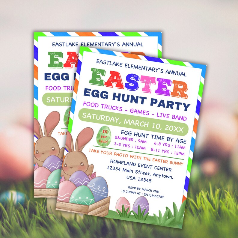 Editable Easter Fundraiser Flyer Easter Egg Hunt Flyer Printable Easter ...