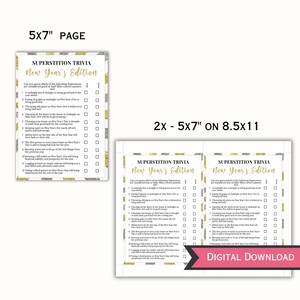 New Years Superstition Trivia Game, Printable New Year Party Game for ...