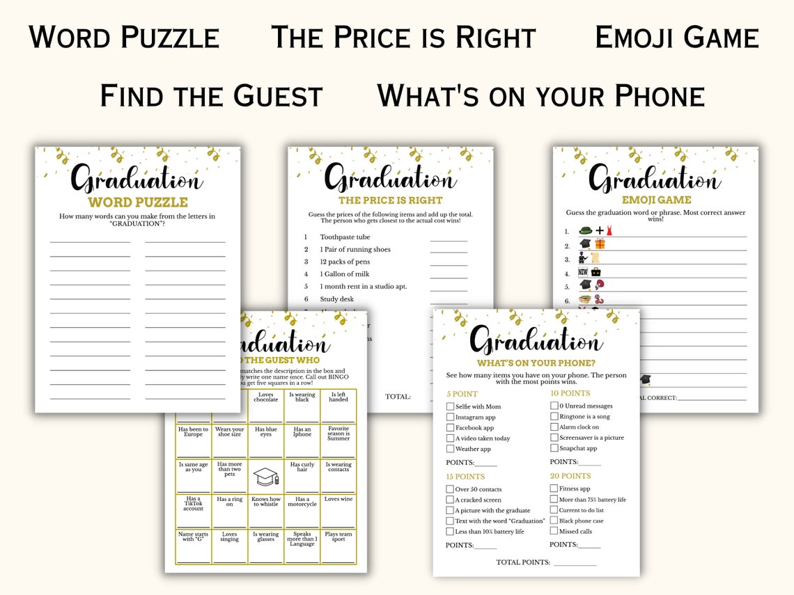 20 Printable Graduation Party Games Bundle 2023 Graduation Games Class ...