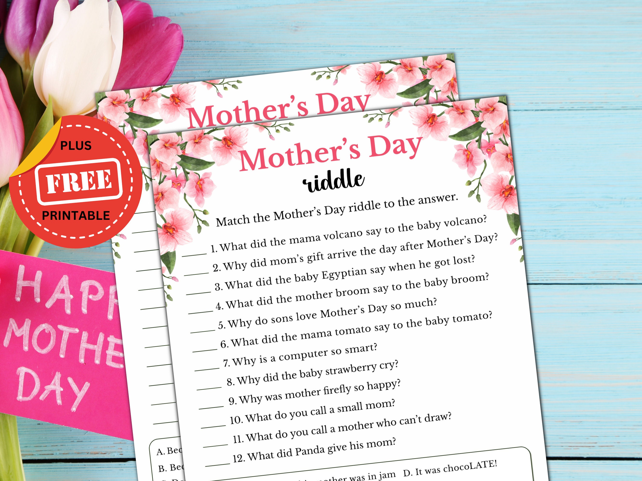 Printable Mother's Day Party Game Mother's Day Riddle Game Family Game ...