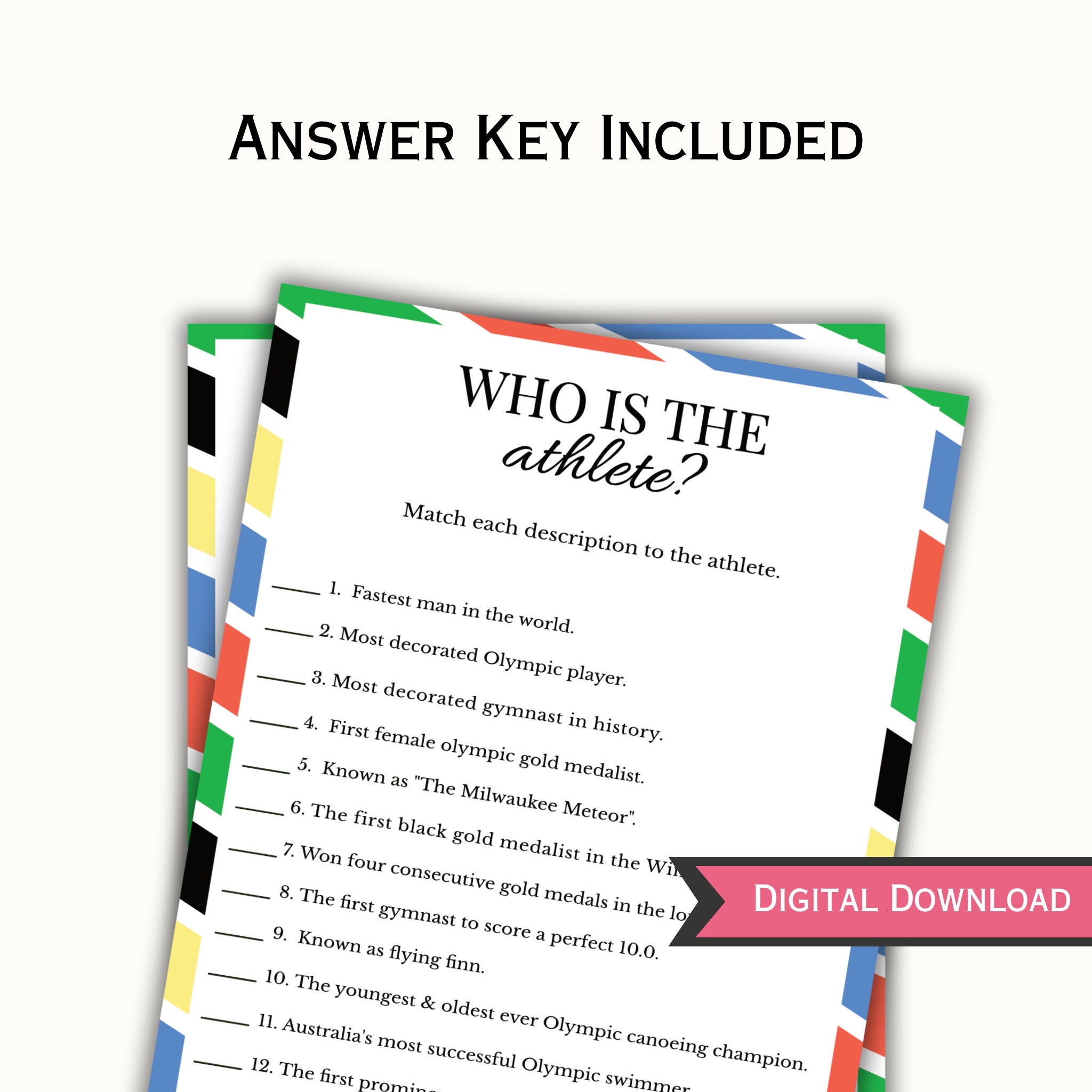 10 Summer Sports Printable Games - Global Games - USA Sports Themed ...