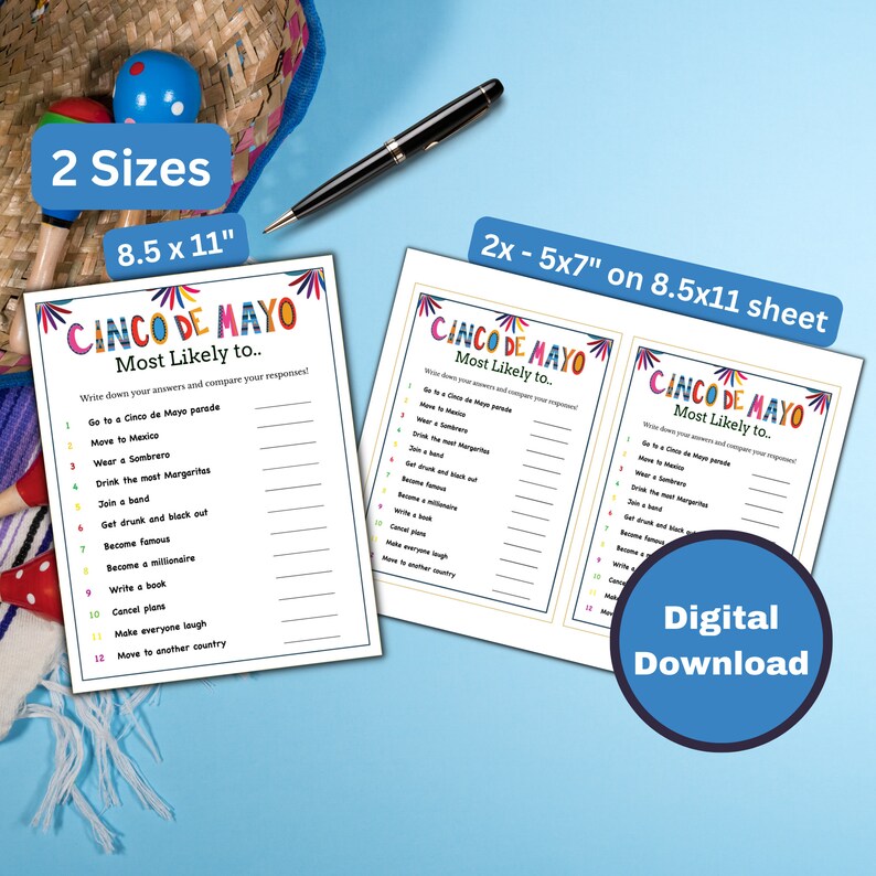 Cinco De Mayo Printable Game - Most Likely to - Printable Fiesta Game ...