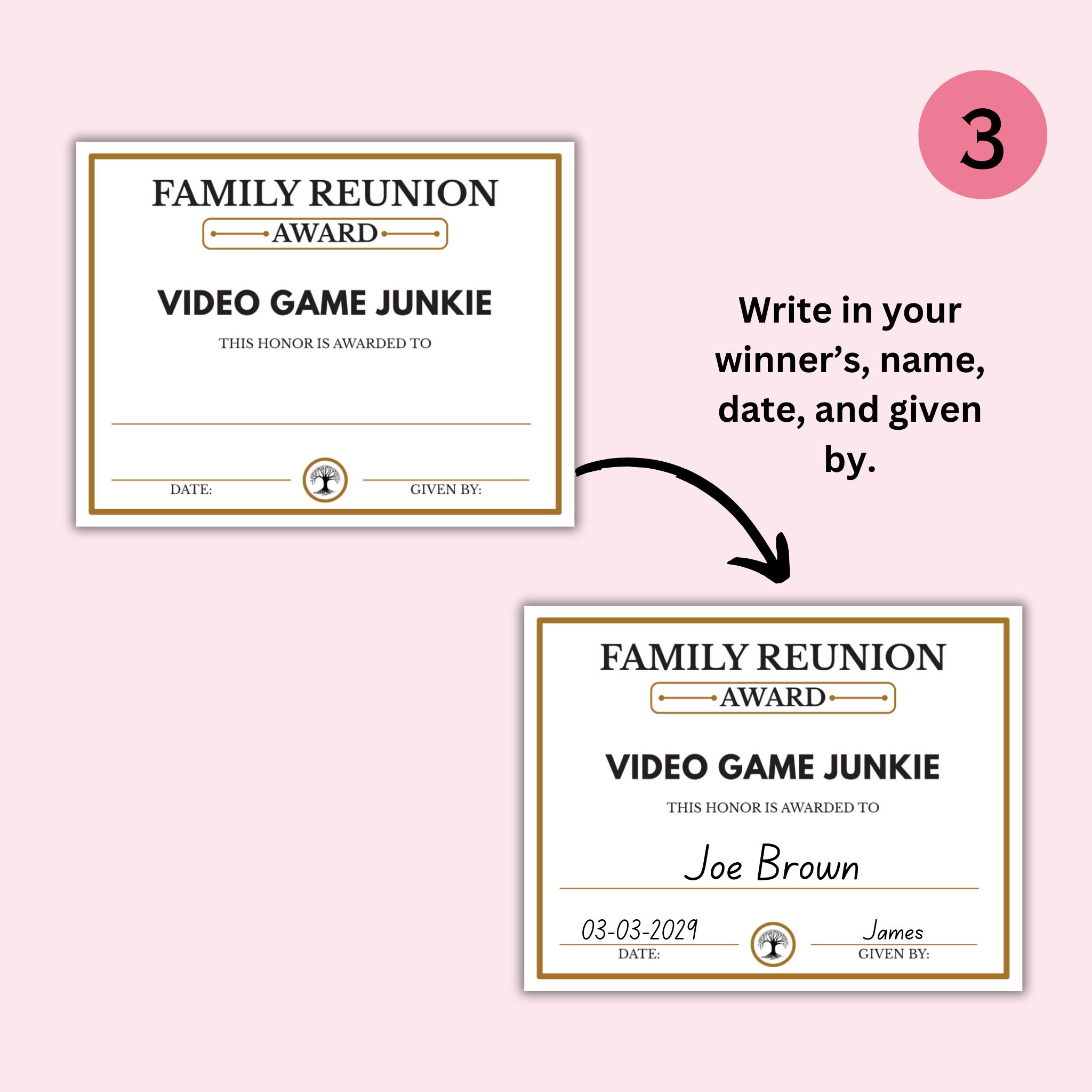 100 Editable Family Reunion Award Certificates - Funny Family Reunion ...