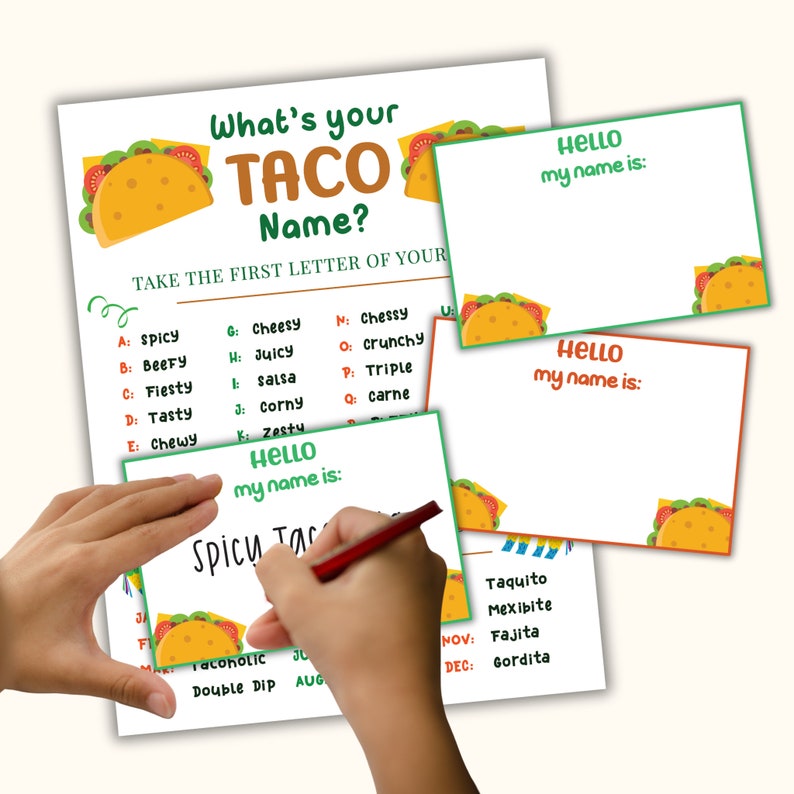 What's Your Taco Name - Mexican Fiesta Game for Kids, Teens & Adults ...