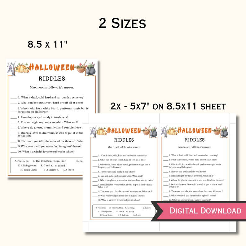 Halloween Riddles Game - Printable Halloween Party Game - Party ...