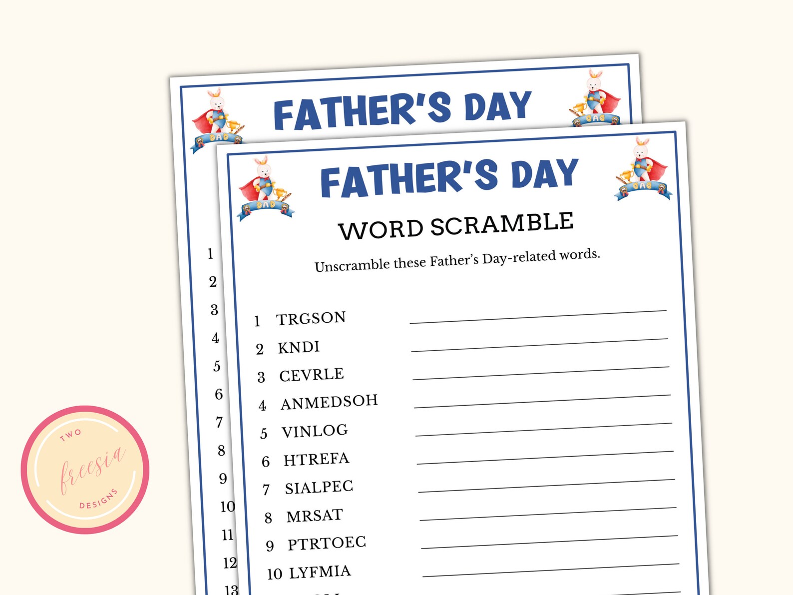 Father's Day Word Scramble Game - Printable Father's Day Games ...