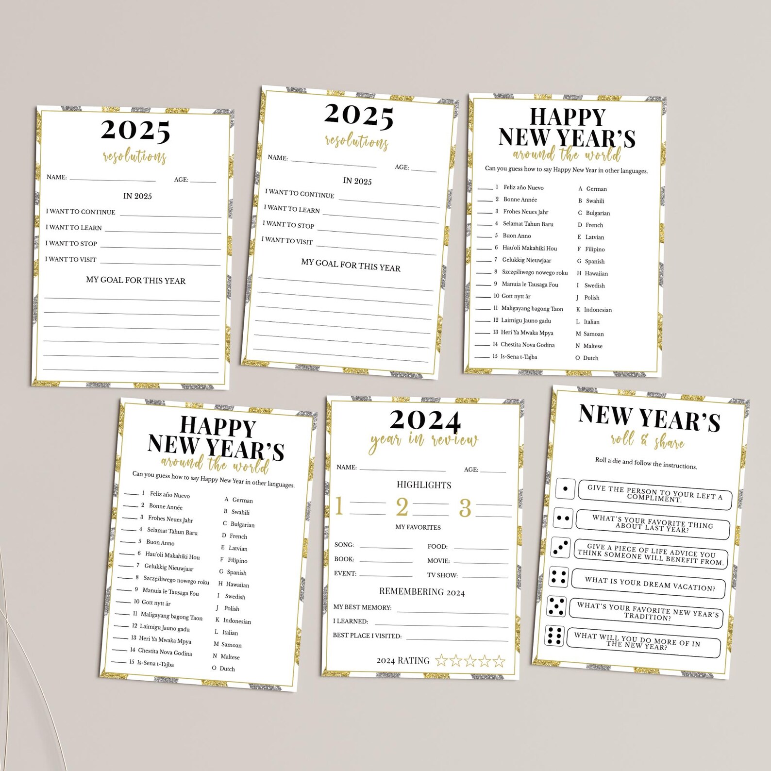 New Years Games Bundle, Printable New Years Party Games for Kids and ...