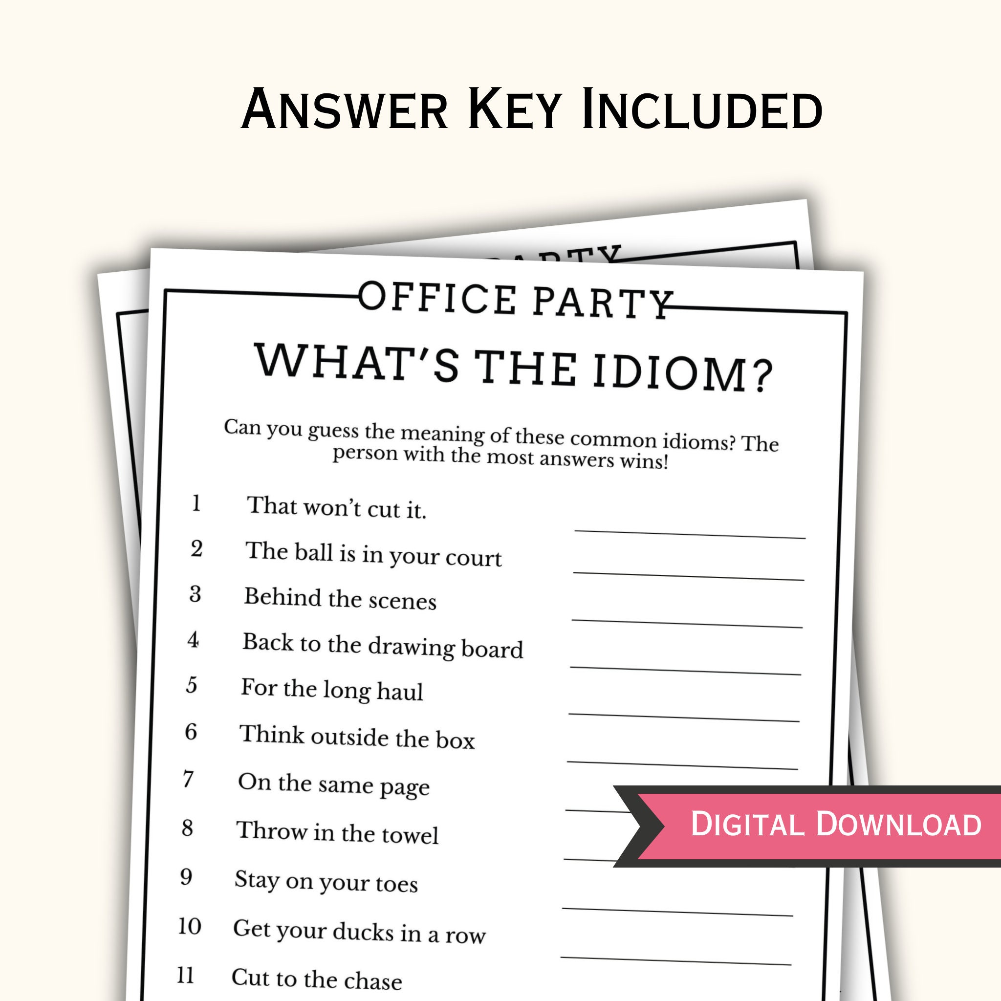 Workplace Jargon Match Game - Office Idioms - Work Party Game for Team ...