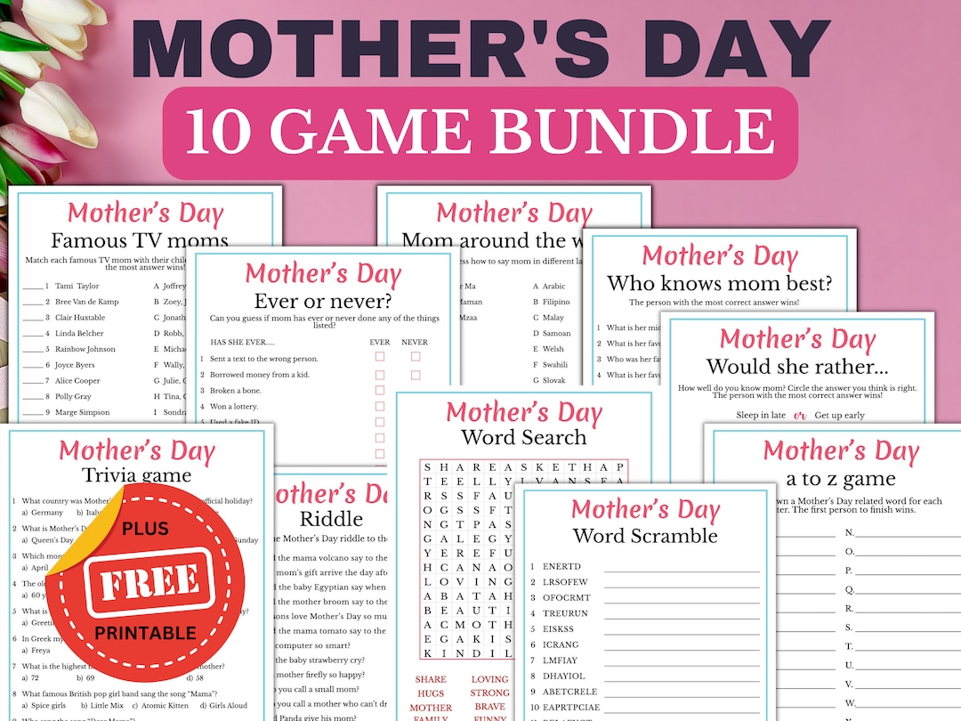 Printable Mother's Day 10 Game Bundle for Kids and Adults - Family ...