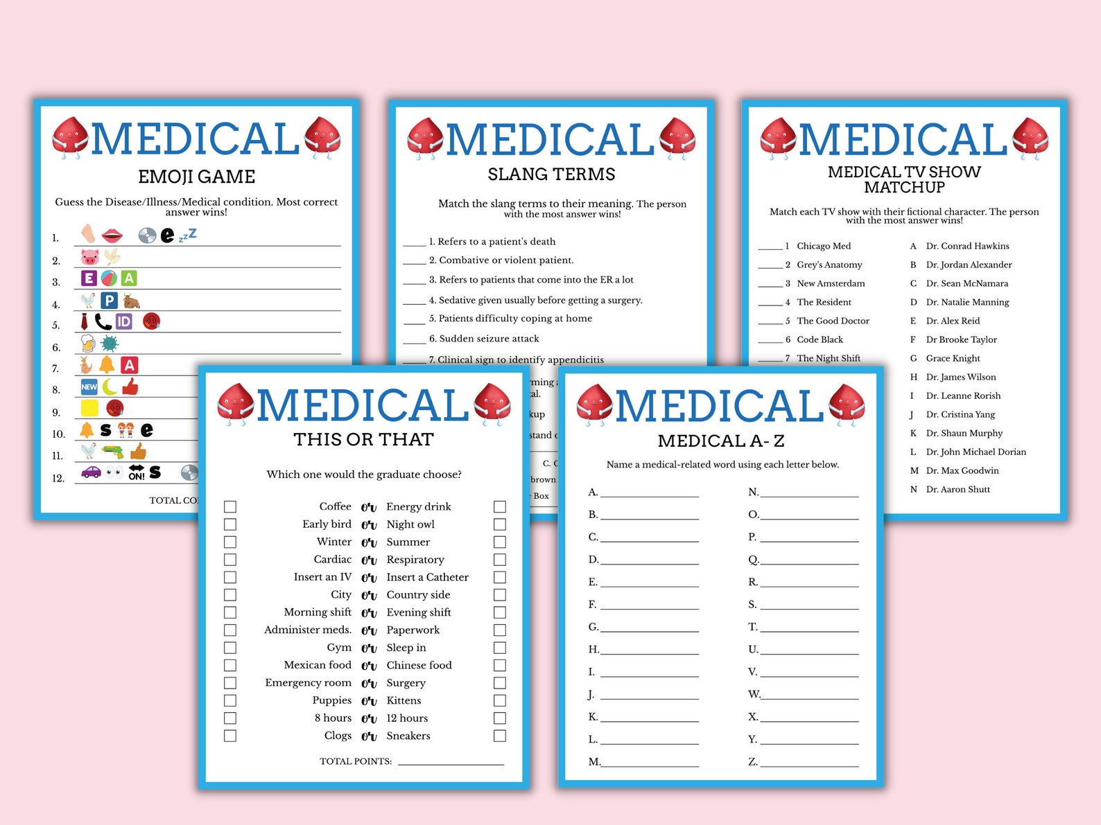 Medical Party Game Bundle for Nurse, Doctor, Graduation, Retirement ...
