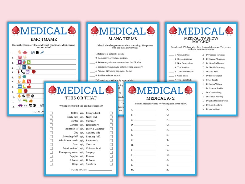 Medical Party Game Bundle for Nurse, Doctor, Graduation, Retirement ...