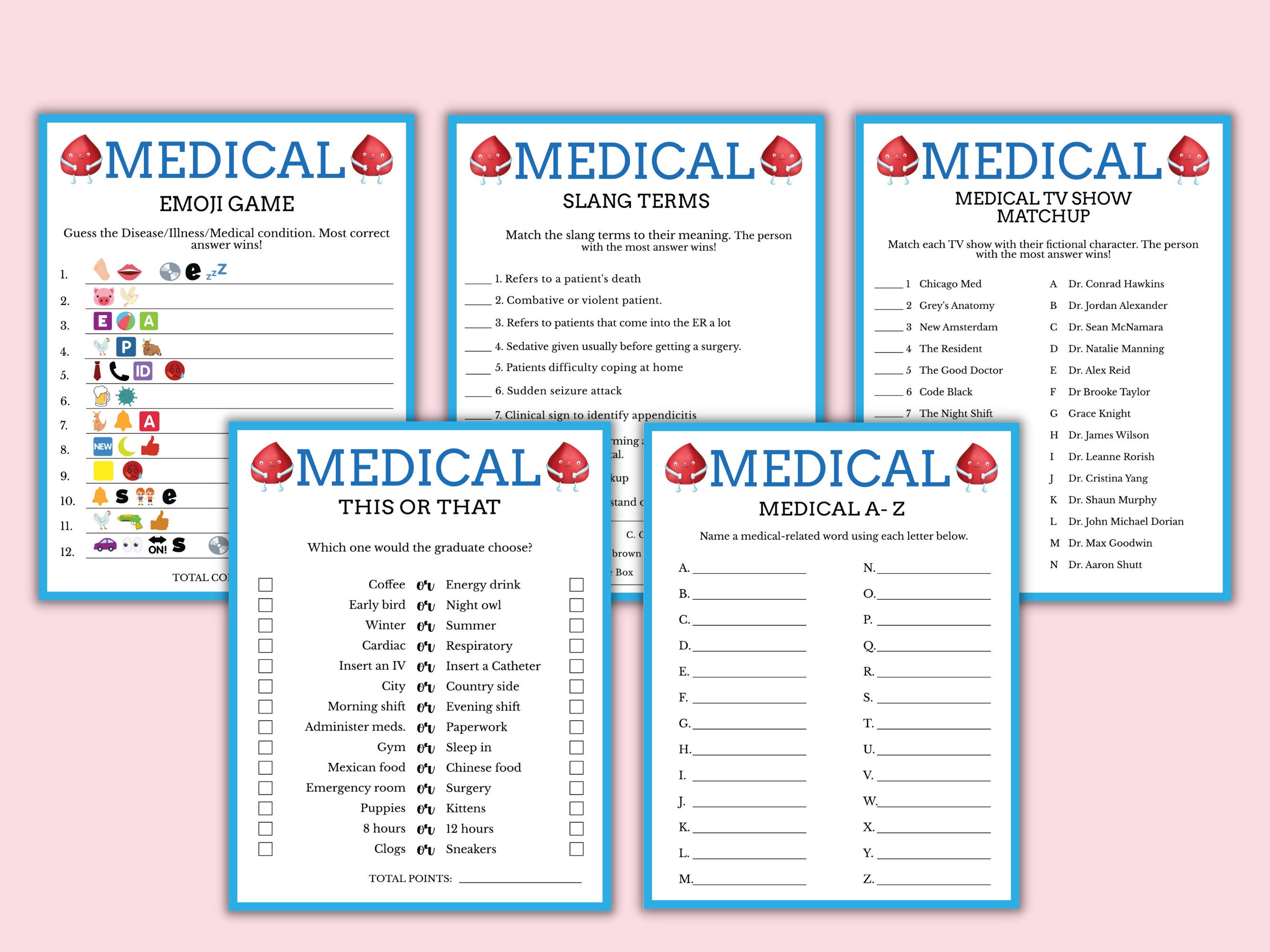 Medical Party Game Bundle for Nurse, Doctor, Graduation, Retirement ...