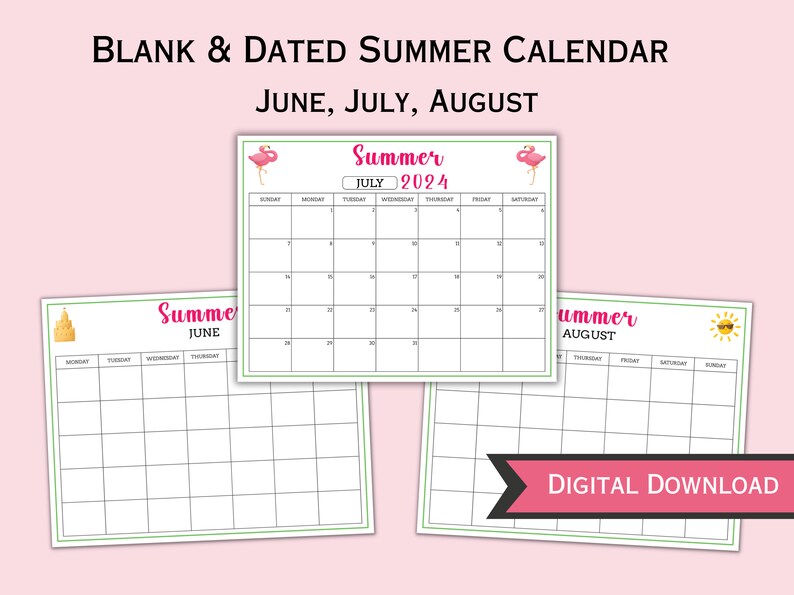 Editable / Fillable Summer Bucket List and 2024 Summer Calendar ...