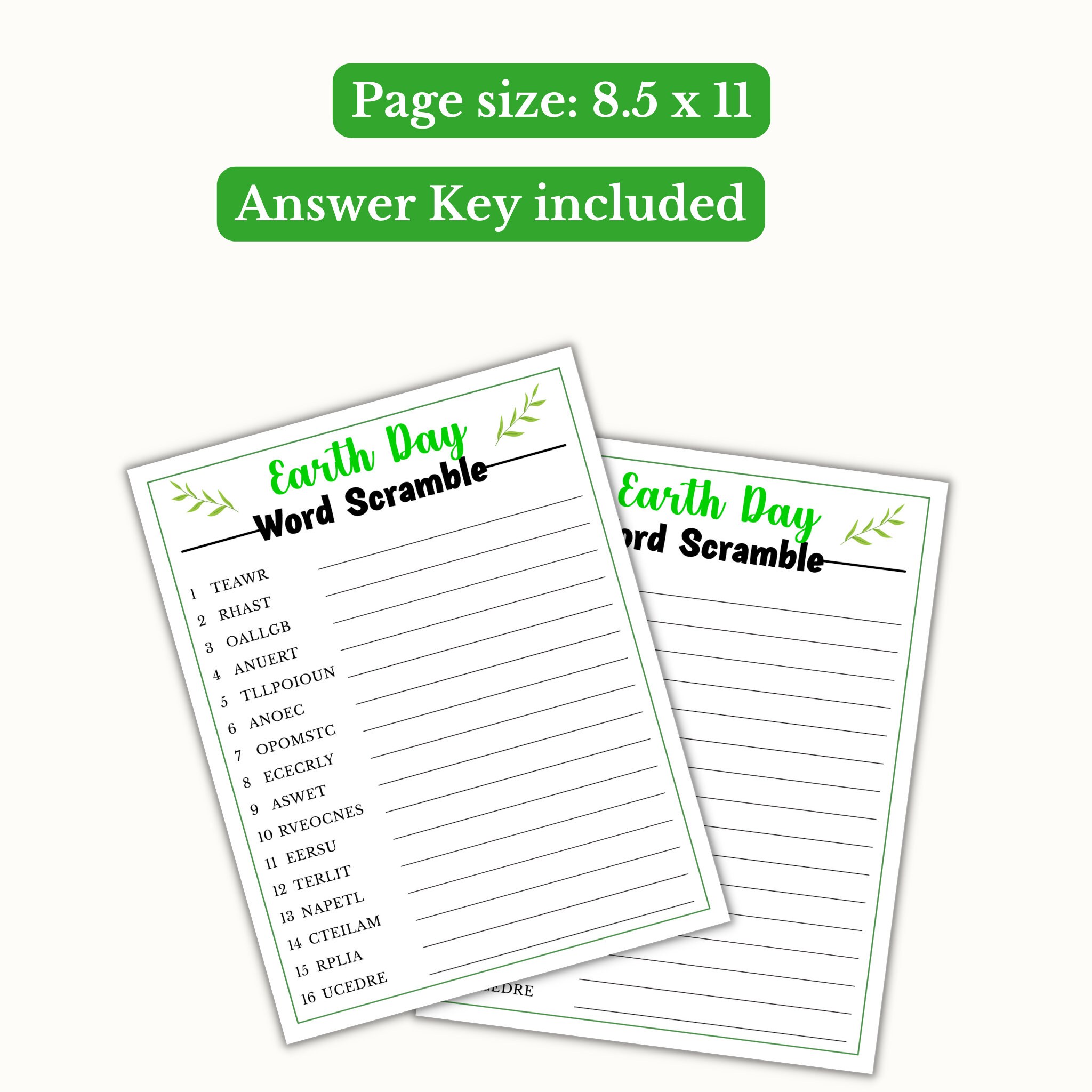 Printable Earth Day Game Bundle for Kids and Adults Game for Classroom ...