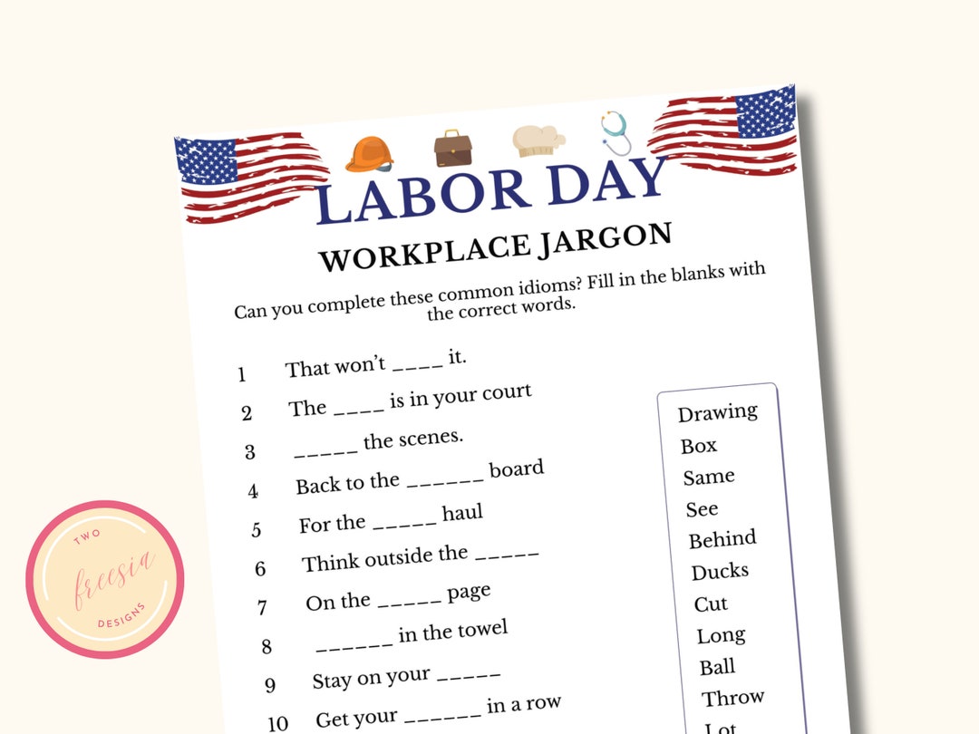 Labor Day Party Printable Game - Workplace Jargon - Labor Day Party ...