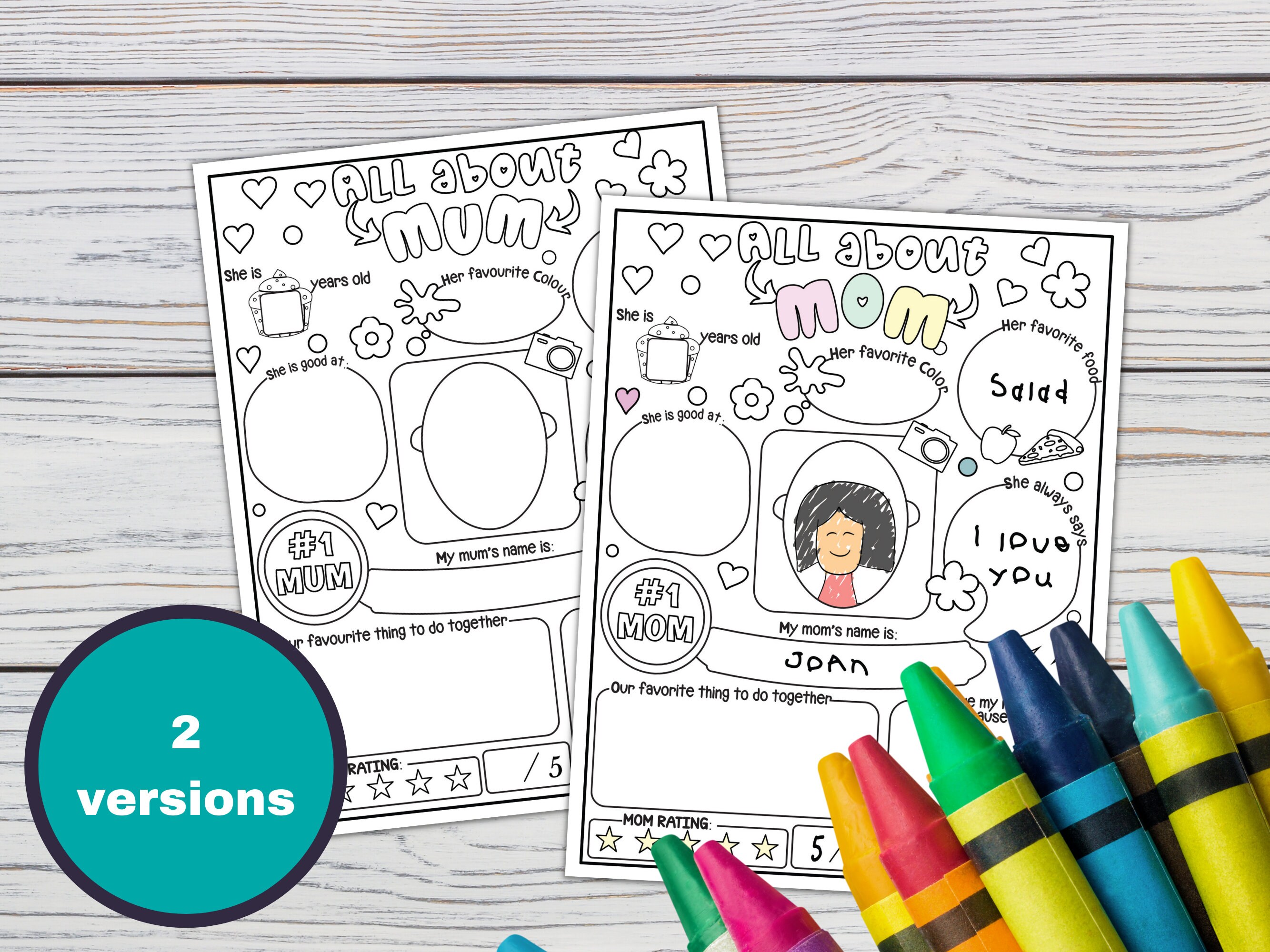 All About Mom/mum - Fill in the Blank Activity Page - Printable DIY ...
