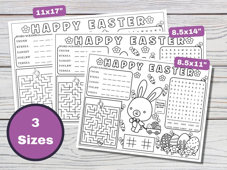Easter Placemat Printable Coloring and Activity Sheet for - Etsy