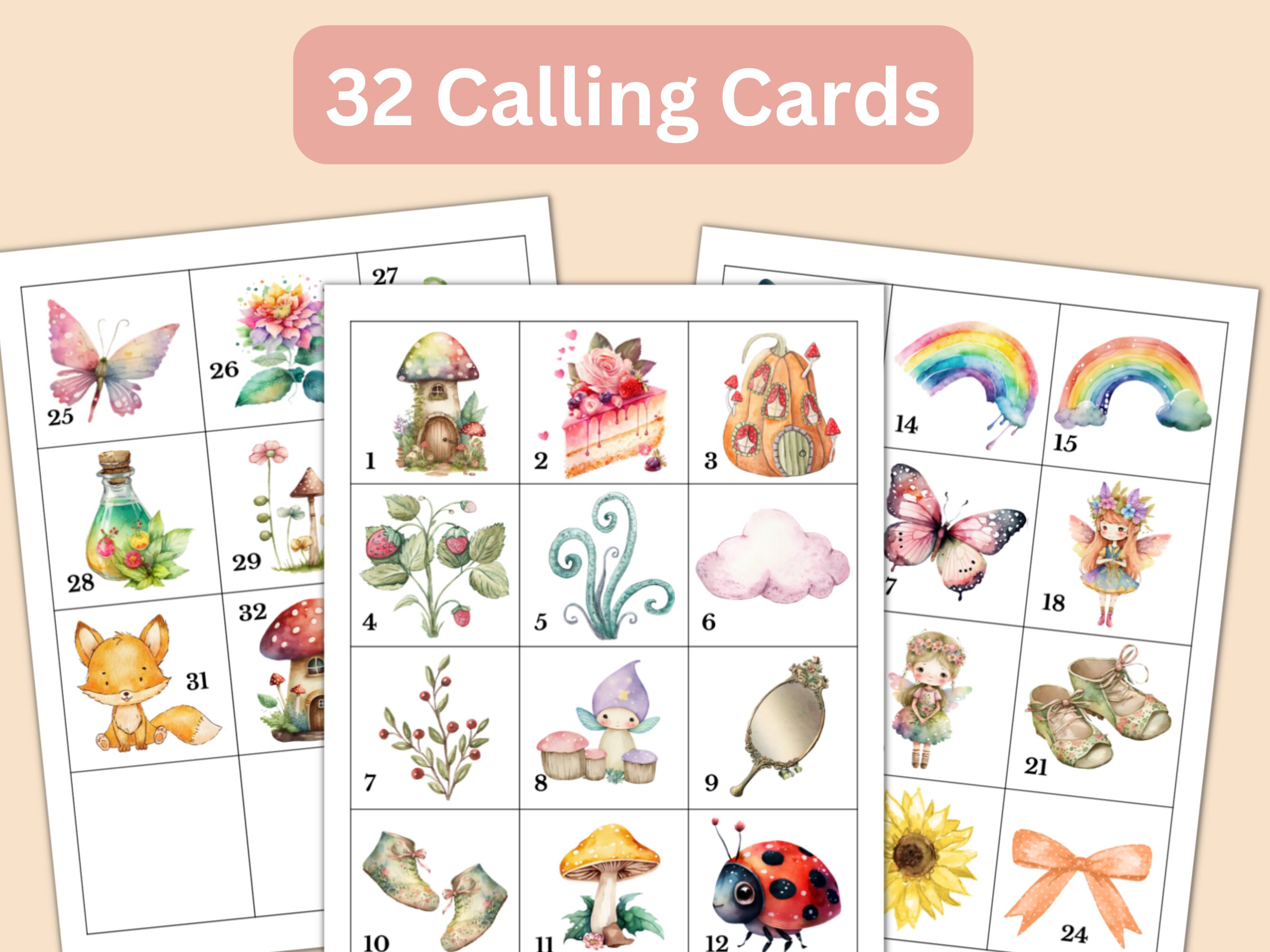 Fairy Bingo Game - Printable 20 Fairy Bingo Cards for Kids Fairy Themed ...