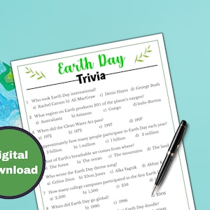 Earth Day Trivia Game for Kids and Adults - Printable Earth Day ...