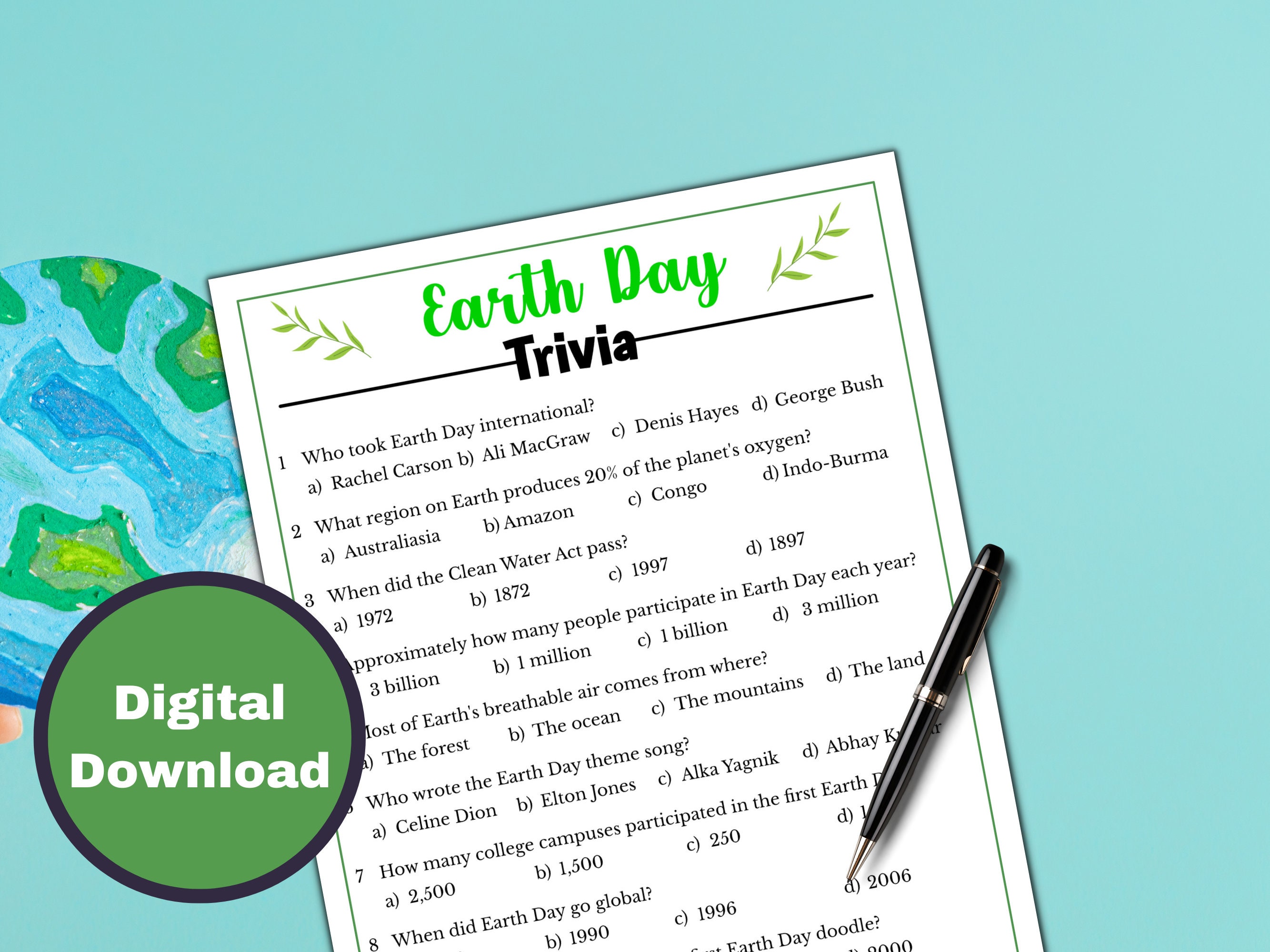 Earth Day Trivia Game for Kids and Adults - Printable Earth Day ...