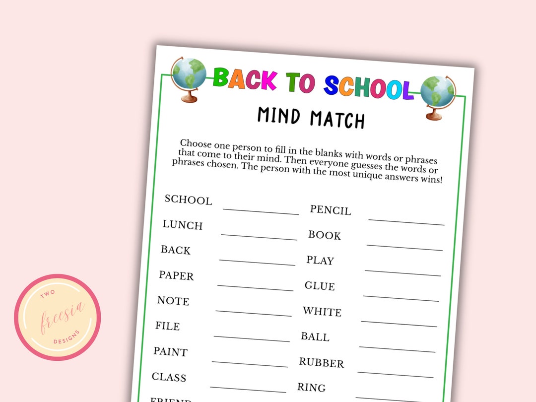 Back to School Mind Match Printable Back to School Game First Day of ...