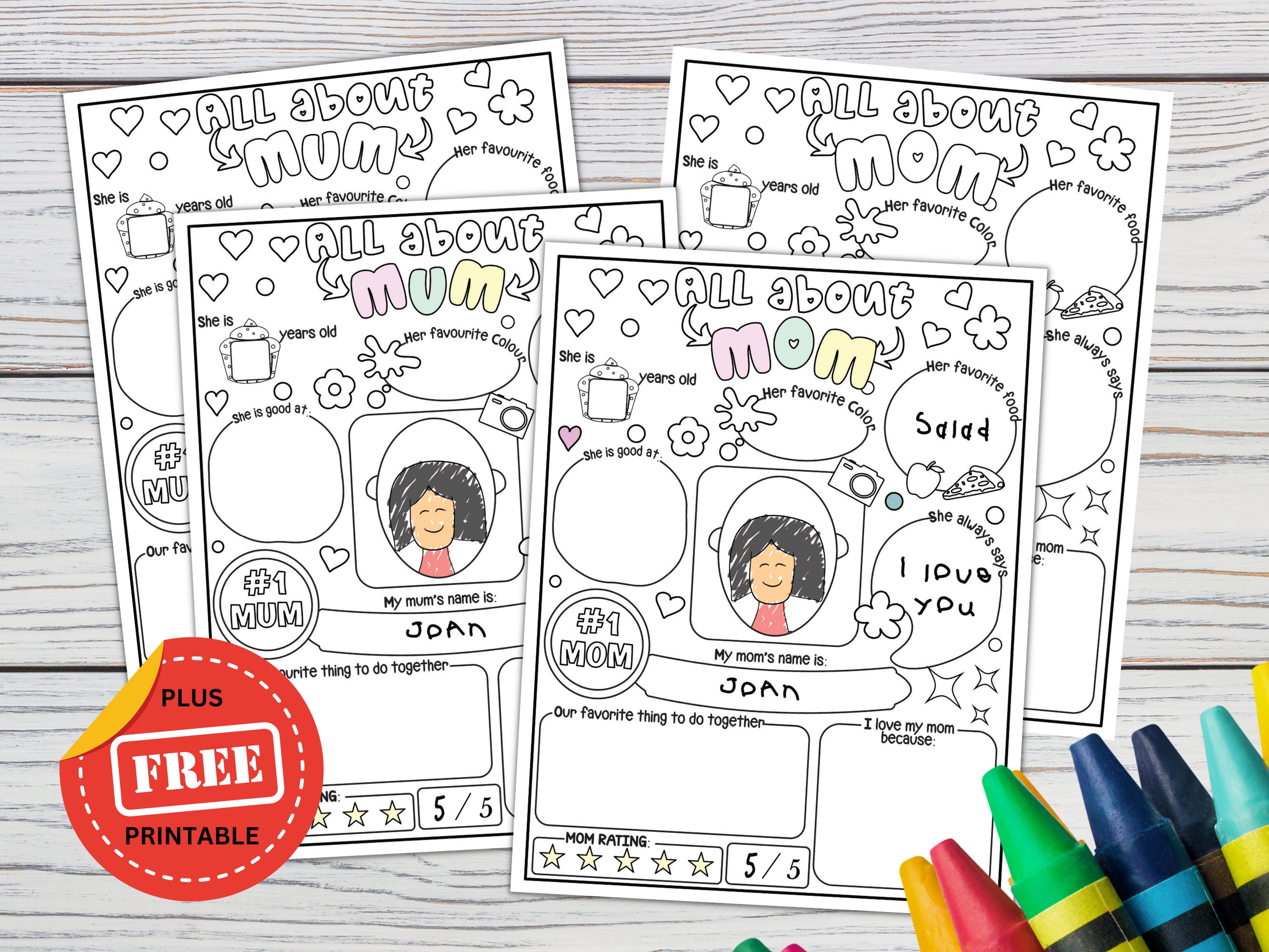 All About Mom/mum - Fill in the Blank Activity Page - Printable DIY ...
