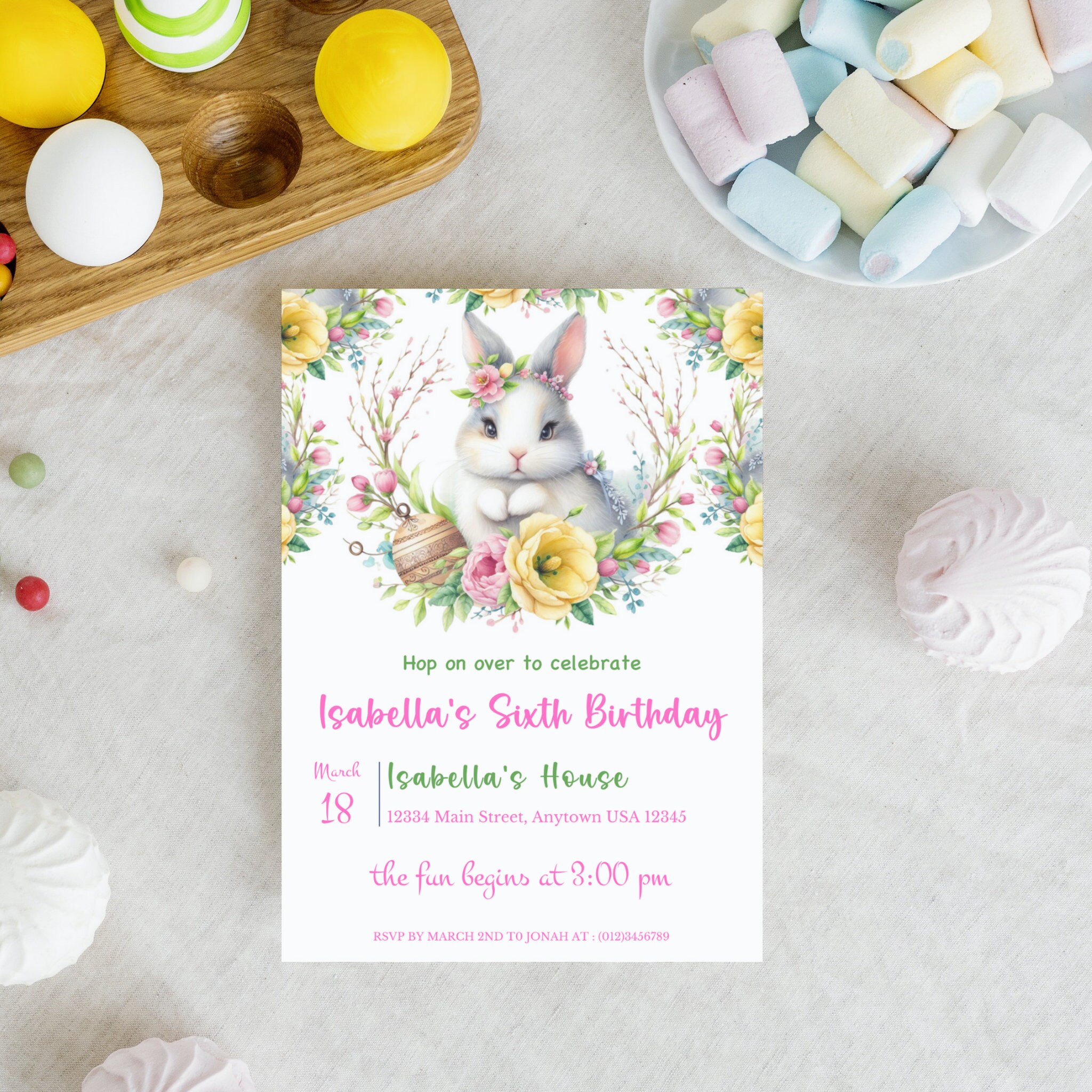 Editable Easter Birthday Invitation Some Bunny Birthday Invite Bunny ...