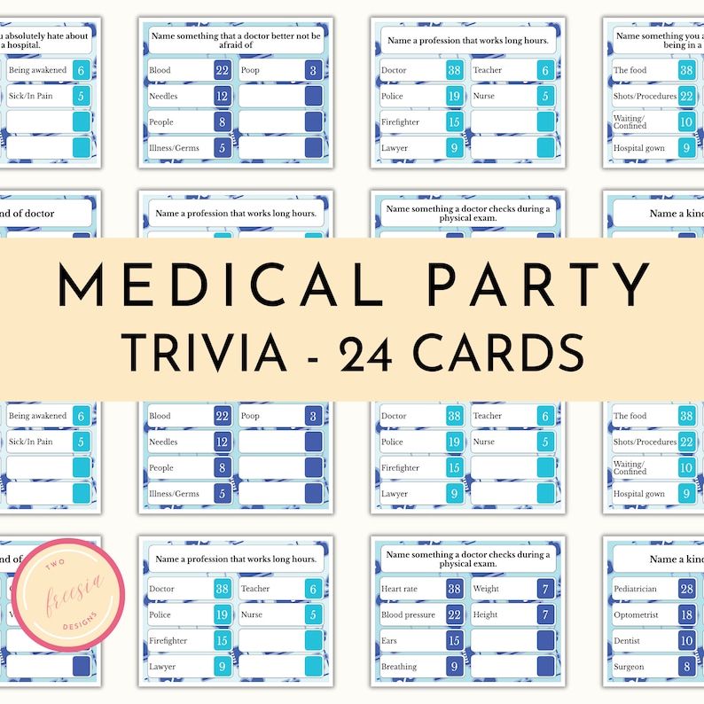Medical Party Trivia Feud - Printable Party Game for Doctor Graduation ...