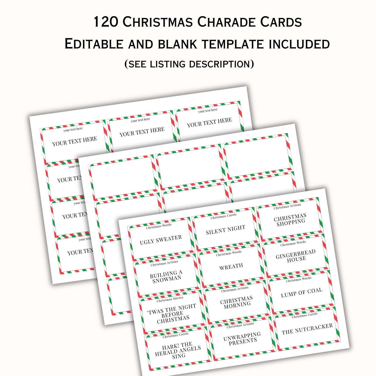 Christmas Charades - 120 Printable Christmas Charades Cards - Christmas ...