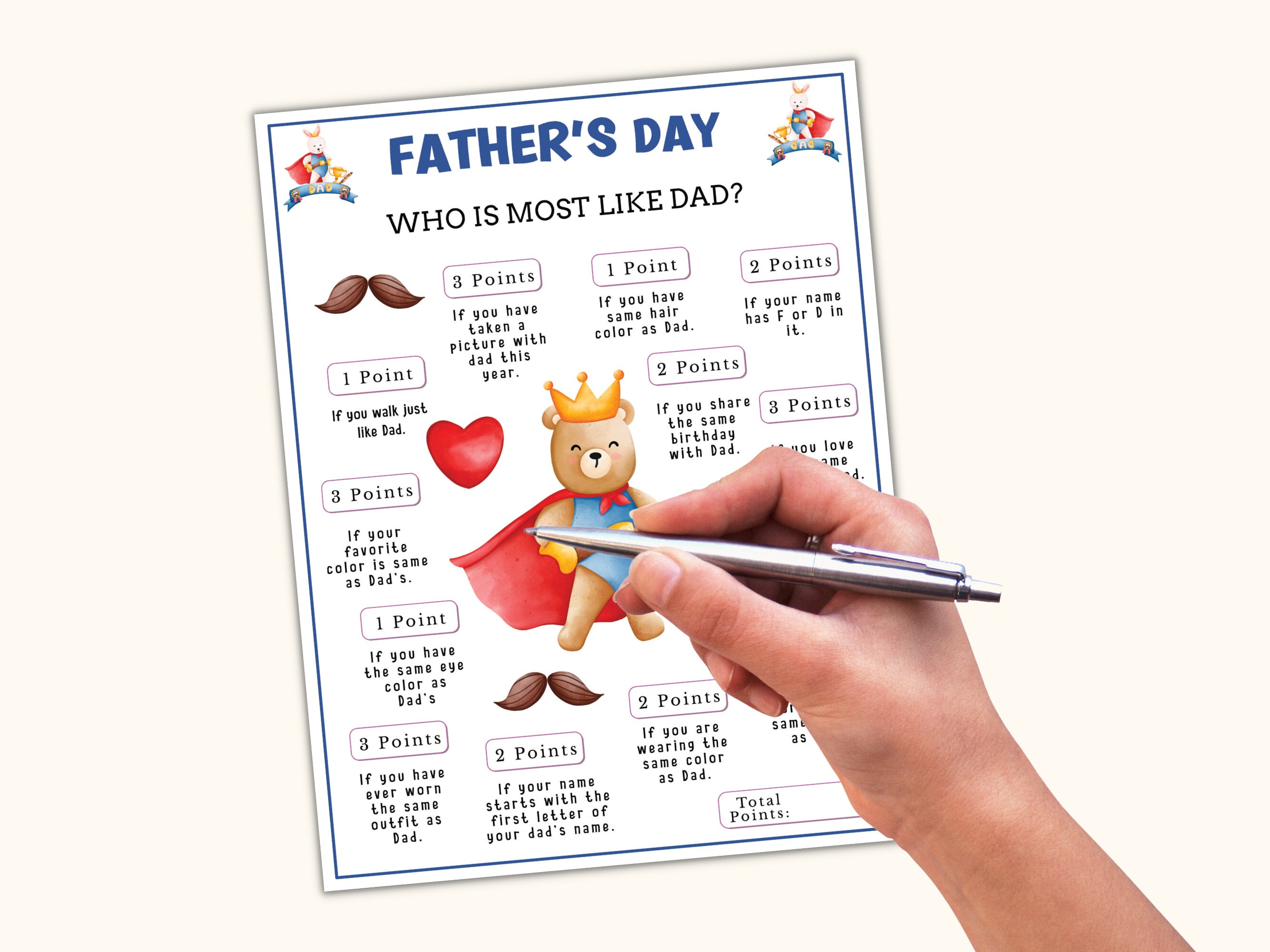 Father's Day Game - Who is Most Like Dad - Printable Father's Day Game ...