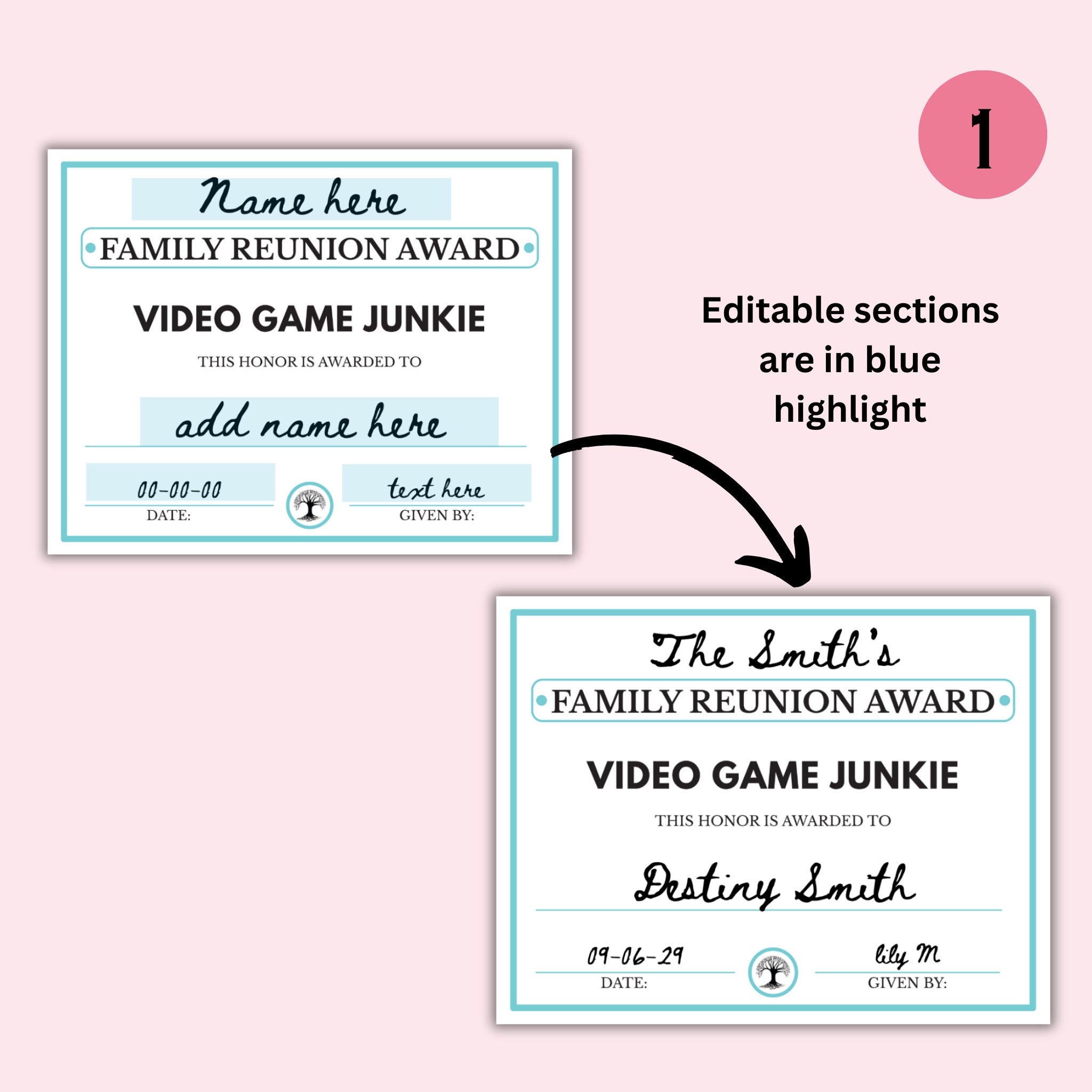 100 Editable Family Reunion Award Certificates - Funny Family Reunion ...