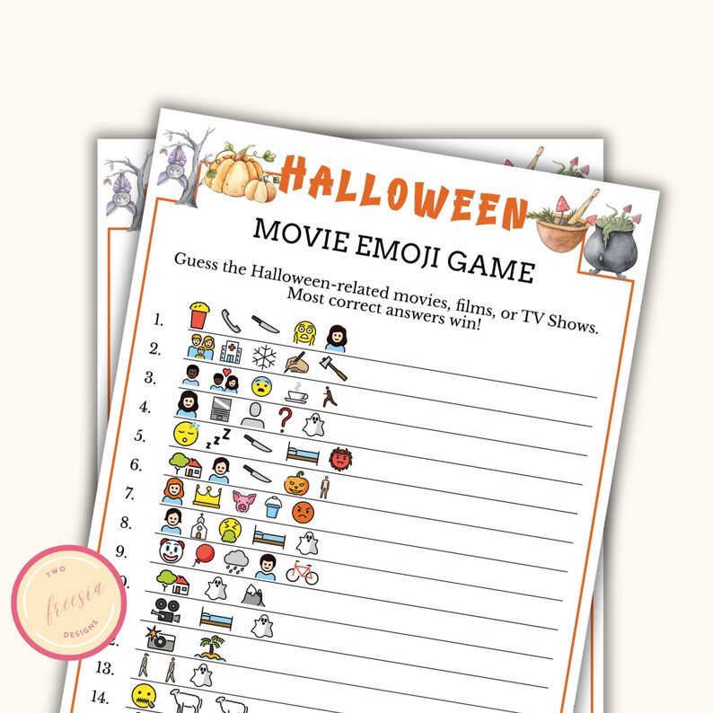 Halloween Movie Emoji Game - Printable Halloween Party Game for Teens ...