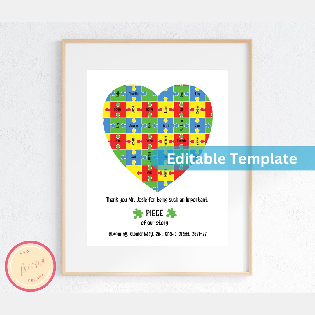 Editable Teacher Appreciation Printable - Students Names Gift - Class ...