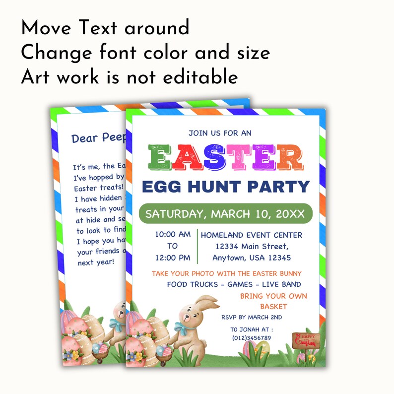 Editable Easter Egg Hunt Flyer Easter Fundraiser Flyer Printable Easter ...