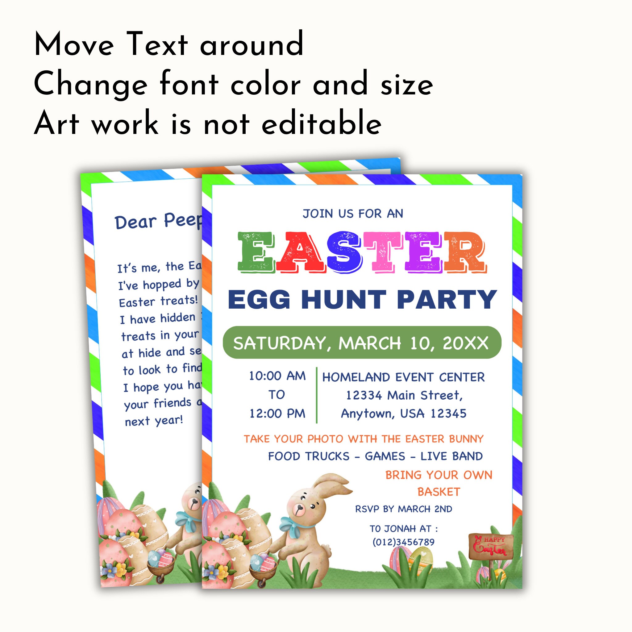 Editable Easter Egg Hunt Flyer Easter Fundraiser Flyer Printable Easter ...