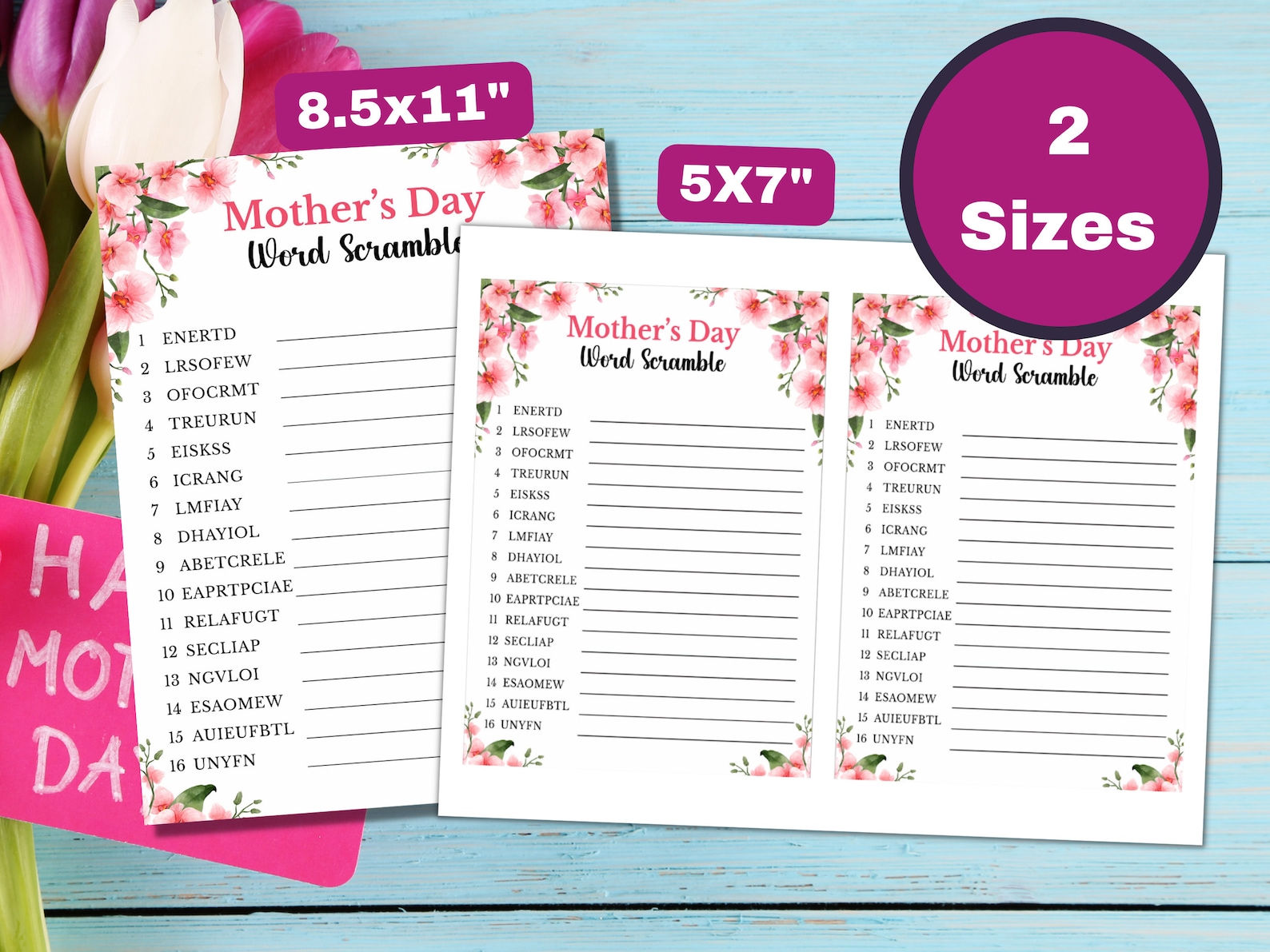 Printable Mother's Day Party Game - Word Scramble Game - Family Game ...
