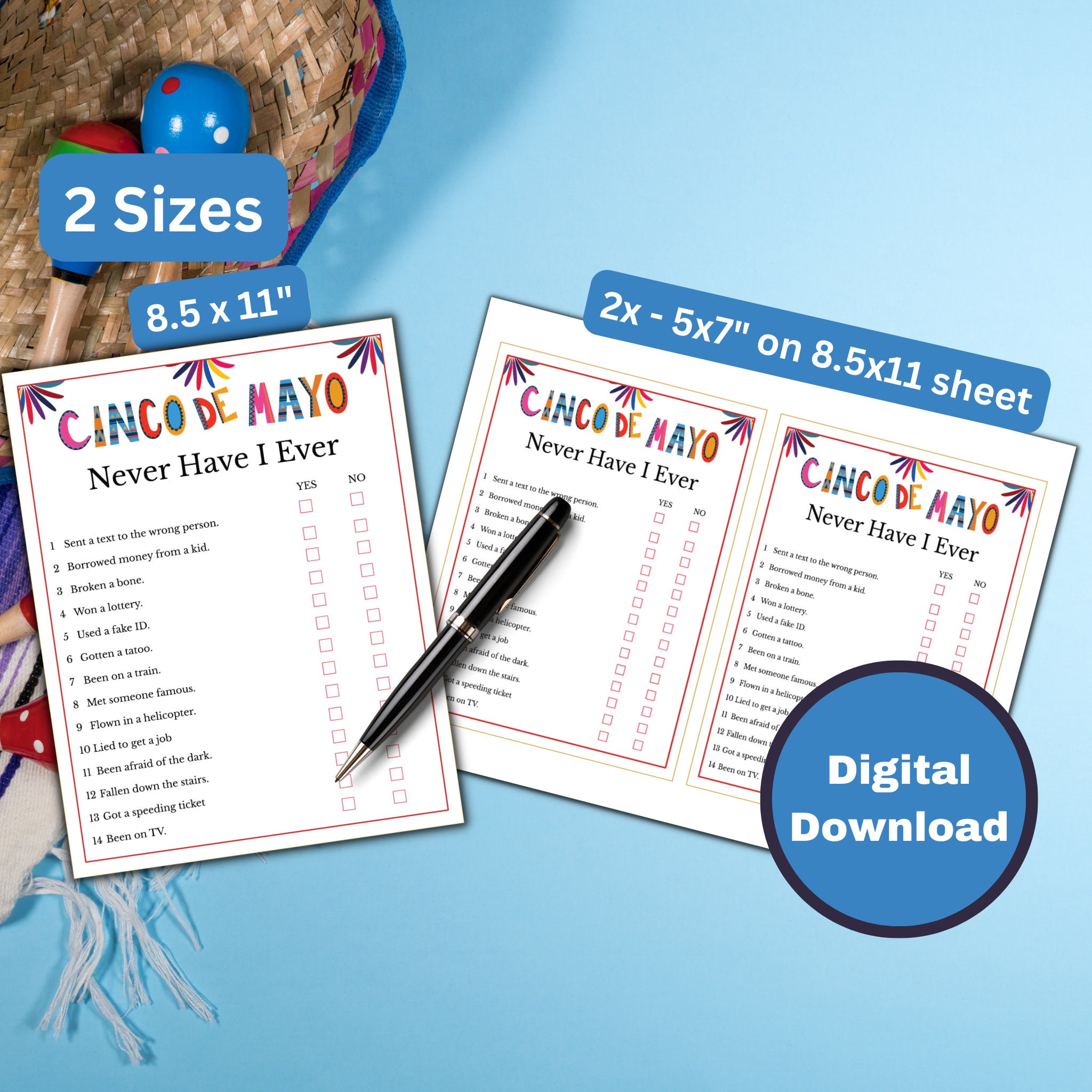 Cinco De Mayo Printable Game - Never Have I Ever - Printable Fiesta ...