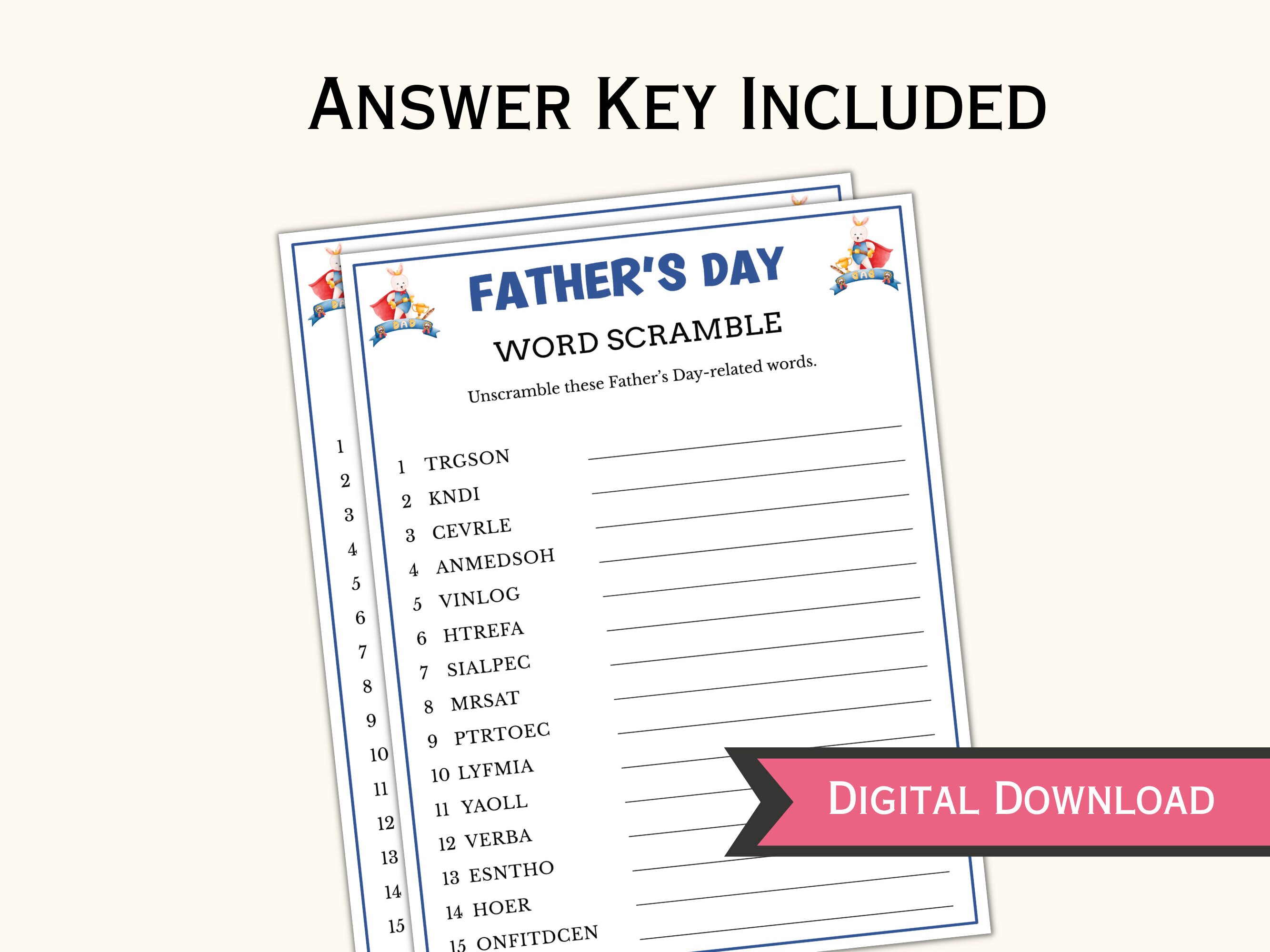 Father's Day Word Scramble Game - Printable Father's Day Games ...